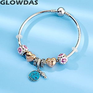 Rose Gold Aries Zodiac Sign Heart Charms fits Pandora Birthday Bracelet, 925 Sterling Silver 12 Star Constellation with Birthstone CZ Beads, Gifts for St. Patrick's Day/Easter