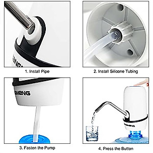 BANGMENG Water Bottle Pump,Electric Drinking Water Pump,USB Rechargeable Portable Water Dispenser,Automatic Shut-Off Water Pump Dispenser for Universal 5 Gallon Bottles