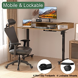 ExaDesk 63×30 Inch Electric Standing Desk with 2 Drawers, Adjustable Height Widened Stand Up Desk with Storage Shelf, Sit to Stand Ergonomic Workstation for Home Office