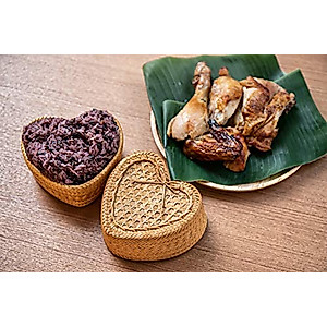 WD- Thai Kra-tip Sticky Rice Heart shape Bamboo Basket Handmade Steamers Cookware-4 inch for Home,restaurant or Cookware -collecting things.