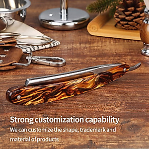 Gold Dollar Retro Shaving For Men Acrylic Handle Straight Razor Barber Shaving Ready Without Stabilizer Scraper Cloth Kit