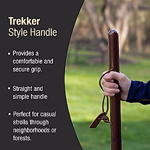 Brazos 55" Free Form Pine Wood Walking Stick Hiking Trekking Pole, Red, Made in the USA