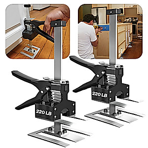 Juprodis 2 Pack Labor Saving Arm Jack, 220 LB Heavy Duty Furniture Lifter, 6.5 Inch Adjustable Height Drywall Lift, Utility Cabinet Jacks for Installing Cabinets, Doors, DYI Home Improvement, Black