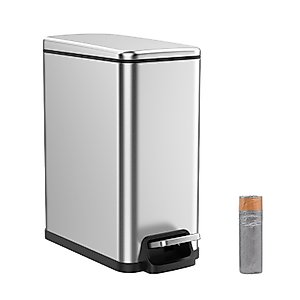 BETHEBEST Bathroom Trash Can with Lid，2.6 Gallon Stainless Steel Trash Can with Removable Wastebasket for Bedrom,Office(Silver)