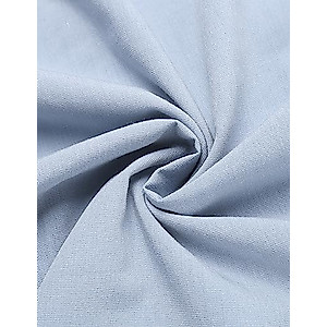 COOFANDY Men's Short Sleeve Guayabera Shirts Linen Cuban Camp Shirt~ Light Blue