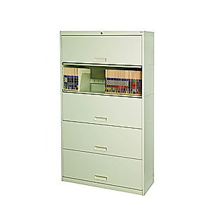 Datum Storage Stak-N-Lok 100 series 5H open shelf With Receding Doors and locking cabinet, 36", Light Gray