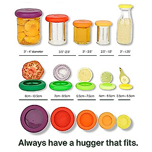 Food Huggers Zero Waste Starter Kit - (7 Pieces) -Avocado Hugger Saver Covers (Set of 2) + Reusable Silicone Food Savers Autumn Harvest (Set of 5), Dishwasher Safe, Keeps Food Fresh
