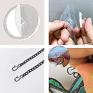 HAOSUM Hanging Chain with Adhesive Hooks for Stained Glass Window Hangings and Suncatchers,Transparent Sticky Hooks Pack for Window Door Wall in Kitchen,4 Pieces 8 Inch and 2 Pieces 24 Inch Pack