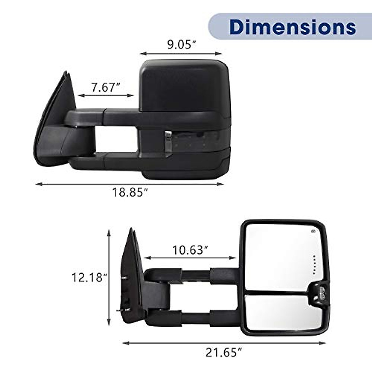 HF autoparts Towing Mirrors Compatible with 2003-2007 Chevy Silverado Side Mirror, GMC Sierra Tow Mirrors, Pair Power Heated with Turn Signal Light Backup Lamp Extendable Pair Set