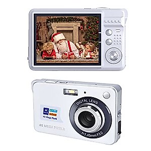 Digital Camera,4k 48 MP Mini Kid Camera,Video Camera 2.7inch Digital Zoom,Pocket Camera for Beginners(Silver)