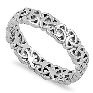 Heartbeat Sterling Silver Interlocking Infinite Trinity Celtic Knots Eternity Ring - (Size 3-12) (sterling-silver Triquetra Design, 10)
