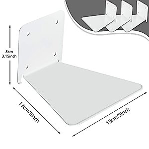 Jetec Floating Bookshelf Iron Floating Shelves Invisible Wall Mounted Bookshelf Multipurpose Wall Ledge Shelves for Home Office Classroom Library (6, White)