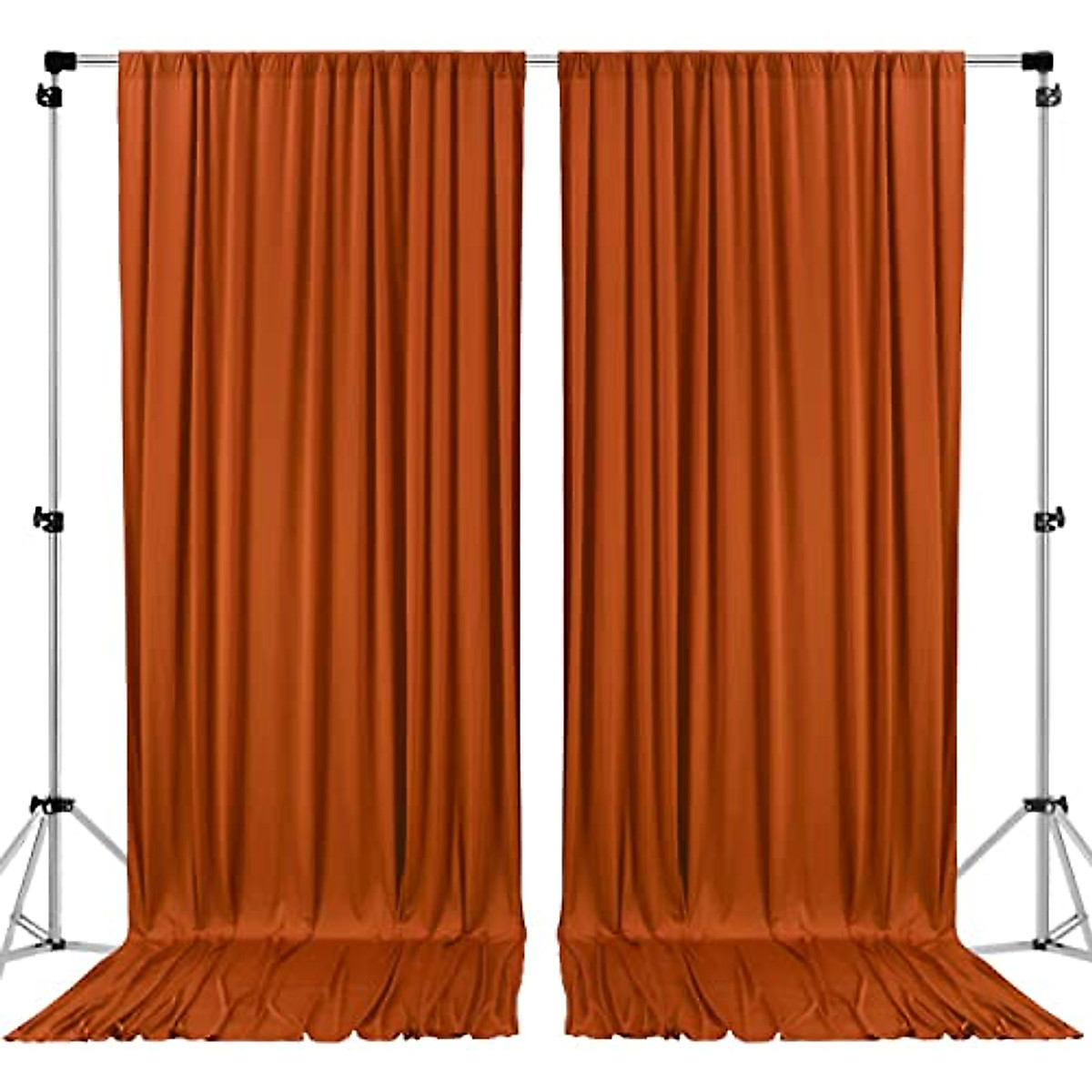 AK TRADING CO. 10 feet x 10 feet Rust Polyester Backdrop Drapes Curtains Panels with Rod Pockets - Wedding Ceremony Party Home Window Decorations