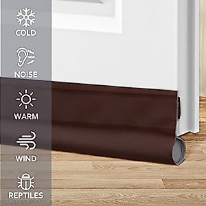 Aosivm Under Door Draft Stopper,Door Draft Blocker,Under The Door Draft Guard,Weather Stripping Noise Cold Air Blocker Window,Washable,Dust Proof,Removable,Adjustable Door Sweeps 38" (1Pc Coffee)