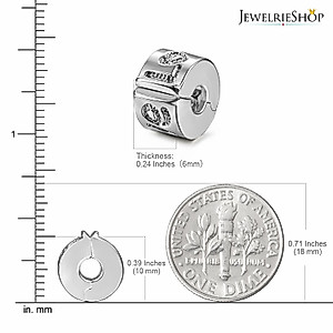 JewelrieShop Clip Spacer Charm for Bracelet Clip Lock Stopper Bead Spacer European Openable Bead (#06S, 2pcs)