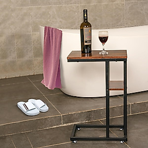 HXXUYY C Shaped End Table Side Table for Small Spaces Narrow Bedside Tables Night Stand Corner Sofa Table Couch Desk for Livingroom/Bedroom/Bathroom/Chai