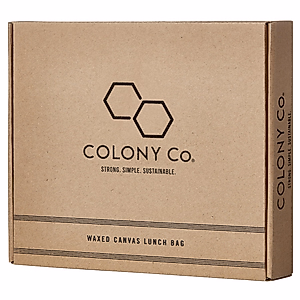 The Original Waxed Canvas Lunch Bag, Handmade with Certified Organic Cotton and Hand Waxed with Beeswax, Foldable, Stiff Material, Plastic-Free, Reusable, GOTS, Large, For Men, Women, Kids, Brown