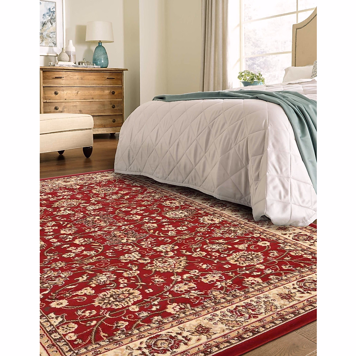 Rugs.com Yasmin Collection Rug – 6' x 9' Burgundy Medium Rug Perfect for Bedrooms, Dining Rooms, Living Rooms