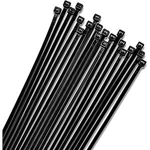 12" Black Zip Cable Ties (100 Pack), 120lbs Tensile Strength - Heavy Duty, Self-Locking Premium Plastic Cable Wire Ties for Indoor and Outdoor by Bolt Dropper (Black)