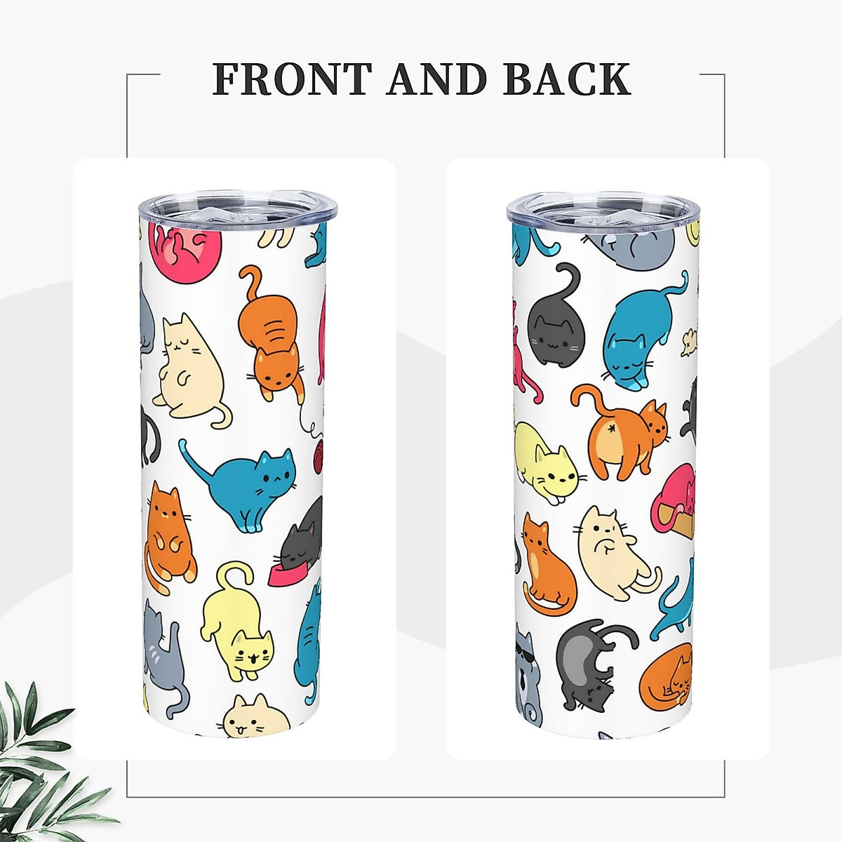 Xinvast Cat Gifts for Women 20oz Tumbler, Stainless Steel Vacuum Insulated Coffee Mug Water Bottle for Travel, Home, Office - Cat Lovers