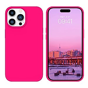 BENTOBEN for iPhone 14 Pro Max Case, Soft Silicone Gel Rubber Bumper Microfiber Lining Hard Back Shockproof Protective Phone Cover for iPhone 14 Pro Max 6.7", Hot Pink