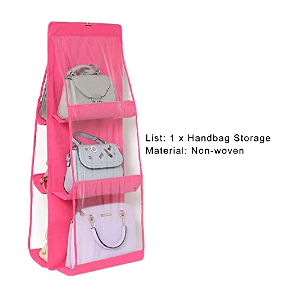 Hanging Bag 3 Layers with Hanging Hook High Capacity Transparent Collapsible 6 Pockets Dust Proof Handbag Storage Bag Household
