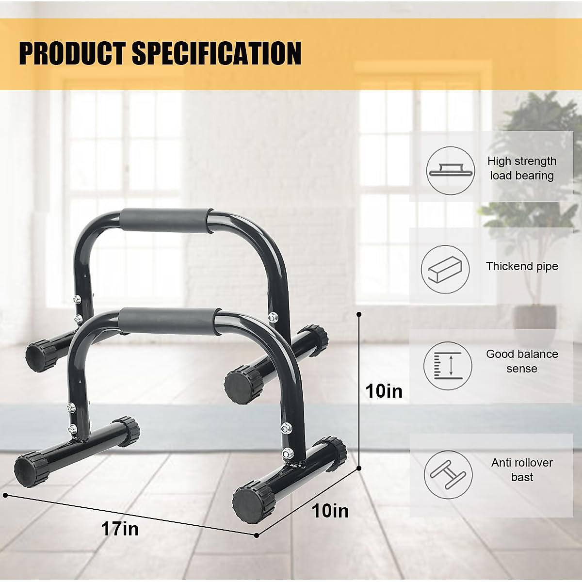 AmazeFan Parallettes Bars, Push Up Bars Strength Training for Handstands, Full Planche & Dips, Calisthenic, Gymnastic, [16.6x10x10in] Push Up Stands Handle for Floor Workouts Calisthenics Equipment