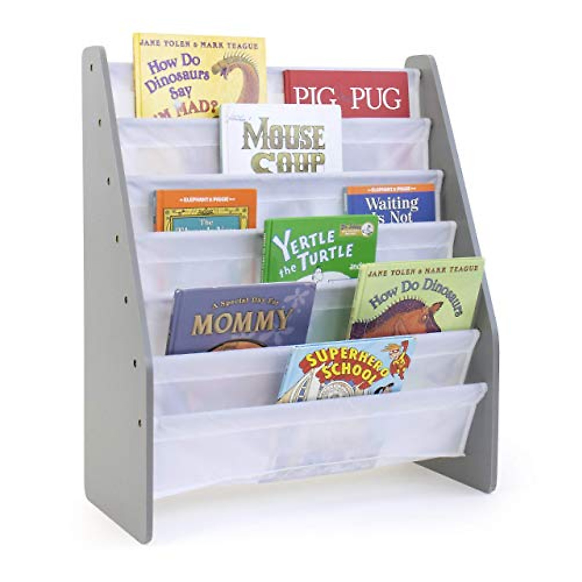 Humble Crew Kids Super Sized Bookshelf 6 Tier Book Rack Organizer, Grey/White
