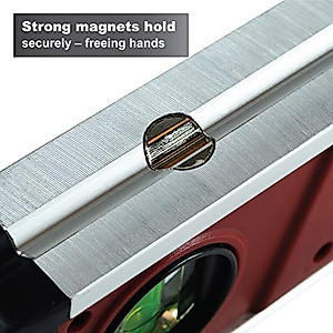 Calculated Industries 7210 AccuMASTER PRO Digital Torpedo Level and Protractor | 10” Inch | Neodymium Magnets | Bright LED Display | IP54 Dust/Water Resistant, Red