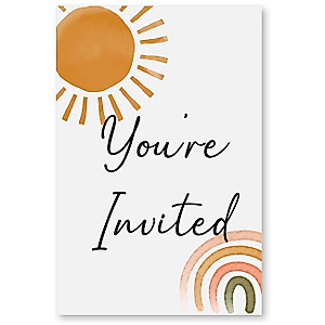 Boho First Trip Around the Sun 1st Birthday Party Invitations with Envelopes Set of 20 Bohemian Sunshine Sun First Birthday Invites Fill in Blank