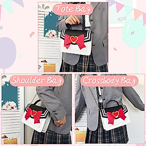 PROCOS Women's Handbags Kawaii Sailor Cosplay Pu Leather Purse Moon Bow Chain Crossbody Shoulder Bags Messenger Satchel Tote