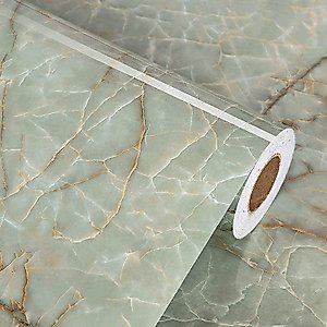Green Marble Contact Paper for Countertops Waterproof Granite Marble Peel and Stick Wallpaper Decorative Contact Paper Vinyl for Kitchen Cabinets Green Marble Wall Paper for Backsplash 15.8" x 78.7"