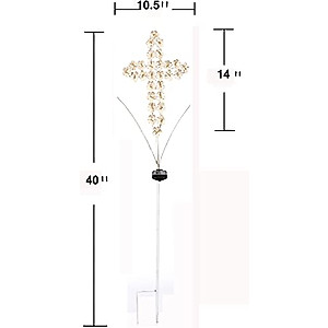 WSgift White Cross Garden Stake Solar Lights Metal Hydrangea Cross Stake Memorial Gift w/ 28 Solar LEDs Solar Cross Lights Perfect as Cross Remembrance Gifts & Sympathy Gifts (10" W x 40" H)