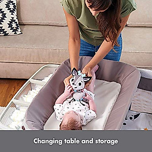 Tiny Love 6-in-1 Here I Grow Deluxe Playard, 6 Mode Baby Playpen: with Bassinet, Playmat, Toy Arch, Changer, and Travel Bag, Magical Tales