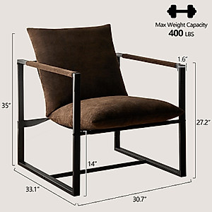 Wimarsbon Modern Accent Chair, Mid Century Sitting Chair with Sponge Cushion, Comfy and Sturdy Lounge Chair with Metal Leg for Bedroom, Living Room, Office,Easy Assembly (Chenille-Brown)