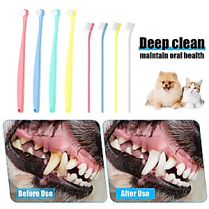 XIHIRCD 8pcs Dog Toothbrush, 2 Styles Soft Bristle Small Cat Toothbrush Micro Head Kitten Teeth Cleaning Brush Dental Care Supplies for Tiny Puppy Kitty Reduce Plaque Tartar Formation & Bad Breath