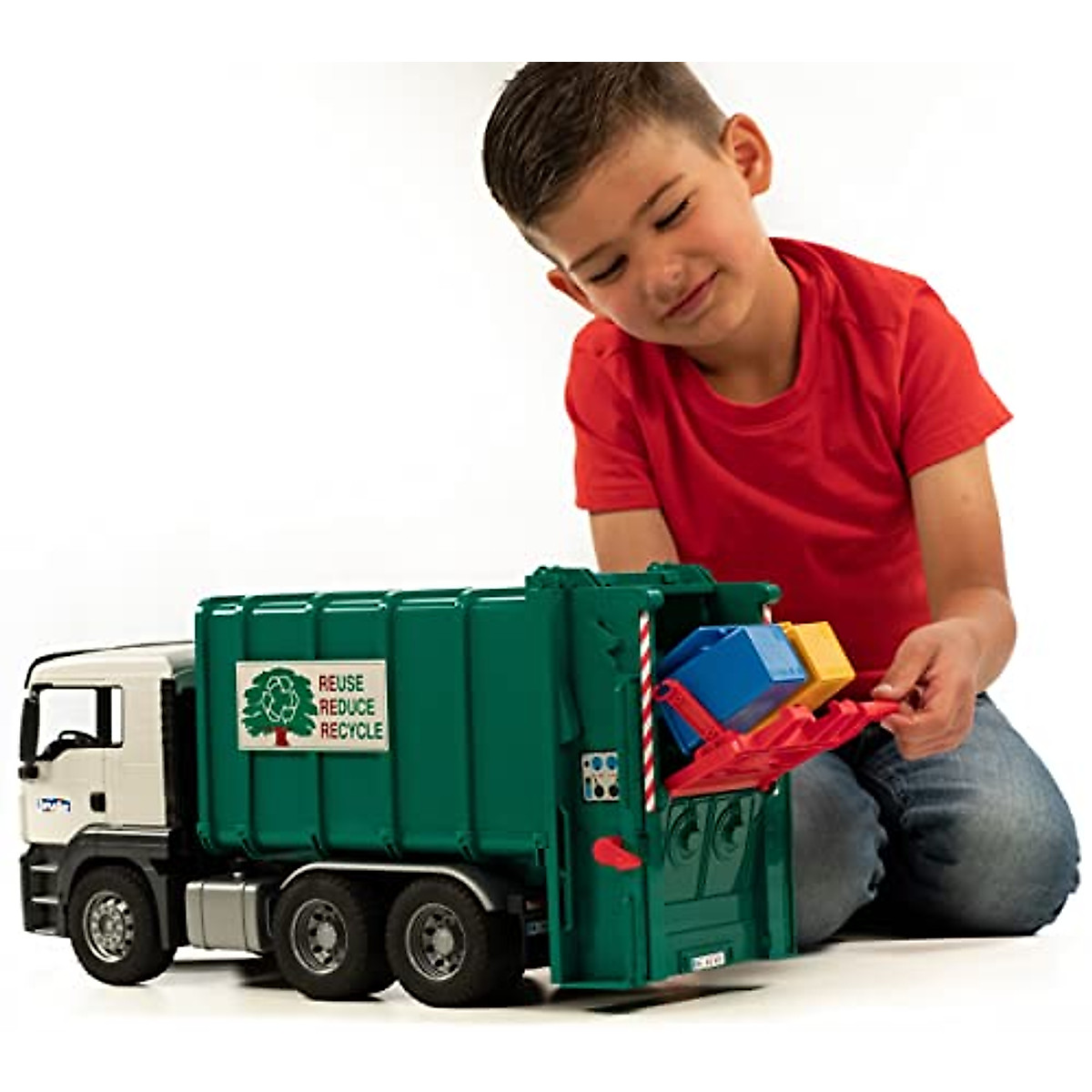 Bruder 03763 Man TGS Rear Loading Garbage Truck - Green