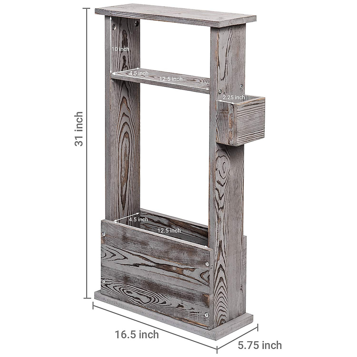 MyGift Narrow Side Table, Slim End Sofa Table in Vintage Gray Wood with Storage Shelf, Magazine and Remote Holder