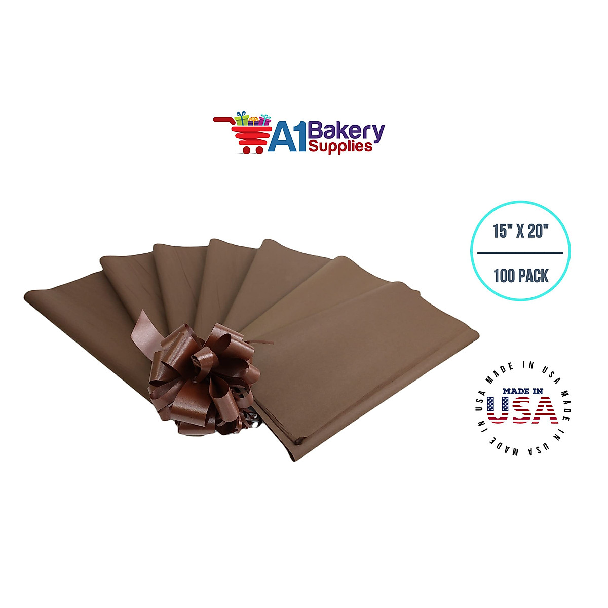 Chocolate Tissue Paper 15 x 20" inches 100 Sheets Premium Tissue Paper Made in USA