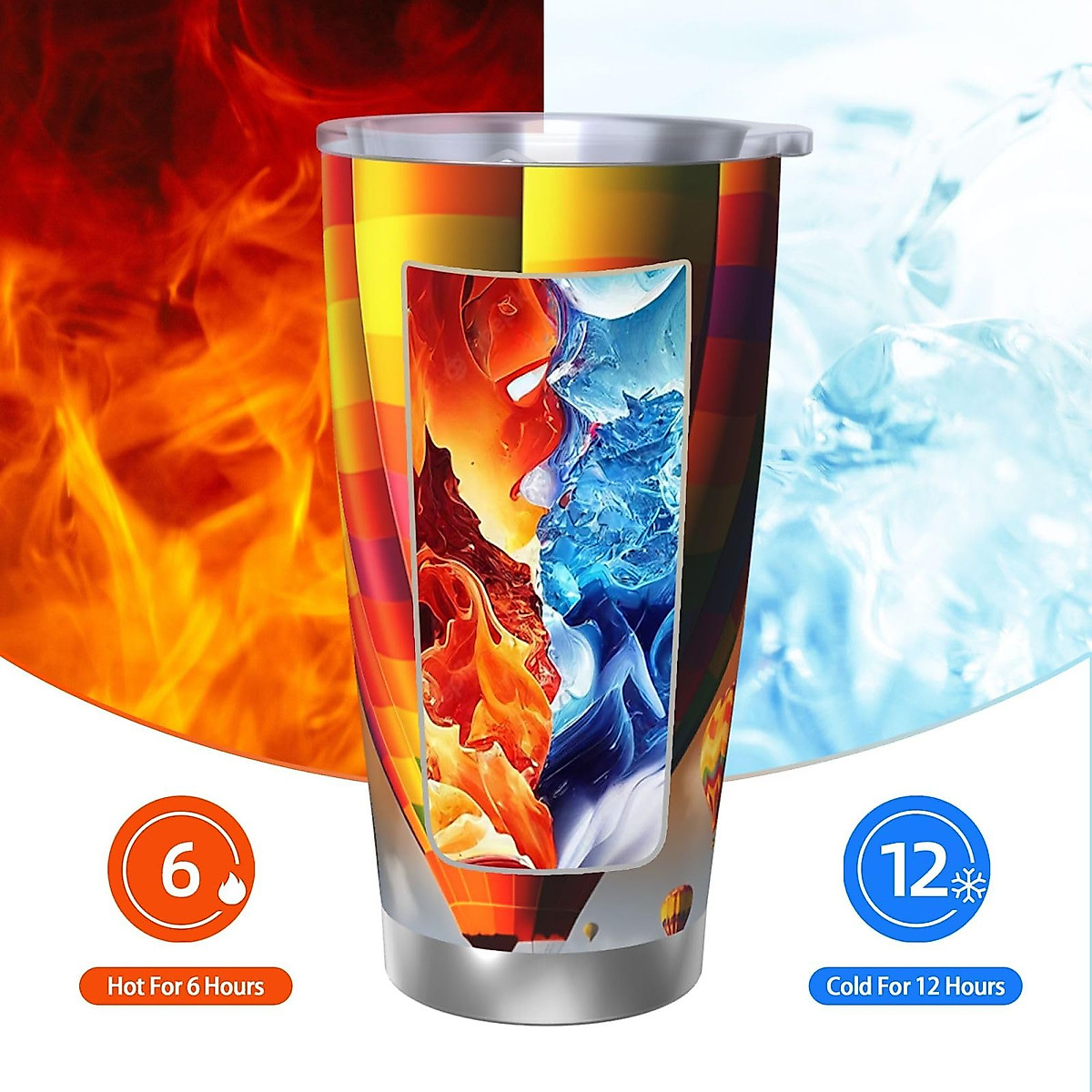 GDSHJKLW Hot Air Balloons Tumbler With Lid And Straw 20oz Stainless Steel Leakproof Travel Coffee Mug Double Wall Insulated Cup Gifts For Women Home Office