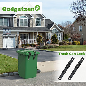 Gadgetzan Trash Can Locks for Animals,Garbage Can Locks for Animals with Adjustable Trash Can Straps and Plastic Buckle,Trash Can Lid Lock Outdoor Keep Raccoon and Bear Out of Trash Bin(4 Pcs)