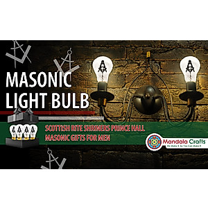Mandala Crafts 3W Freemason Lightbulb Freemason Gifts for Men - Scottish Rite Shriners Prince Hall Masonic Gifts for Men – 2 PCs Freemason Square and Compass Emblem Light Bulb for Lodge Altar Decor