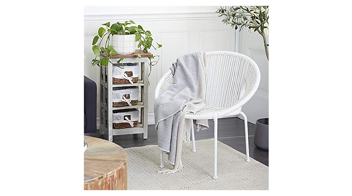 Deco 79 White Plastic Rattan Outdoor Chair - Durable & Stylish Patio ...