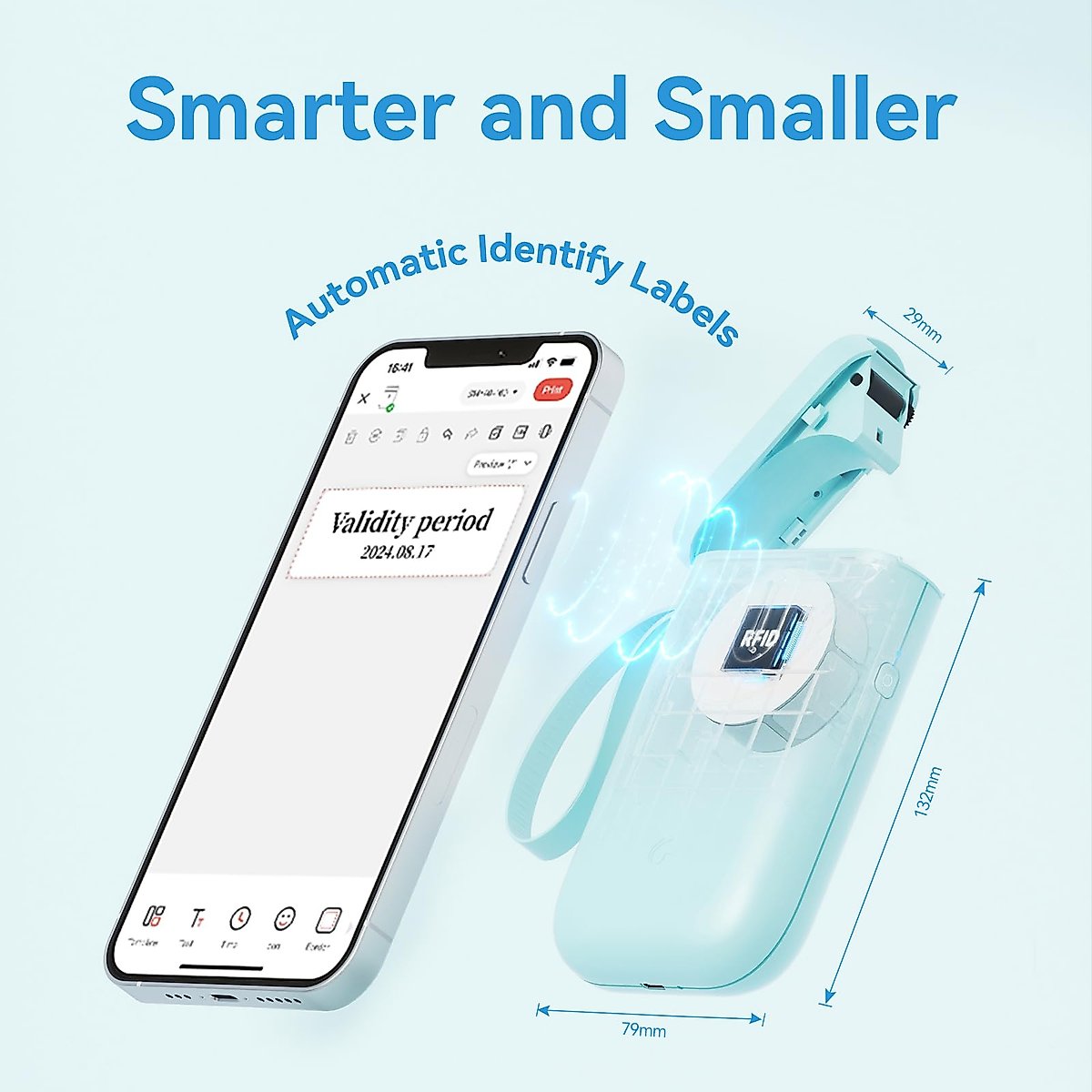 NIIMBOT D11 Label Maker Machine with Tape, Portable Bluetooth Thermal Label Printer Wireless Connection Rechargeable Labeler for Home Office Small Business Storage Organizing, Green