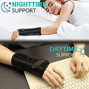 TANDCF bestlife Unisex Universal Wrist Lacer Wrist Brace for Carpal Tunnel Syndrome & De Quervain’s Syndrome,Adjustable Night Wrist Support Brace with Splints Right Hand For Women & Men,Great for Wrist Pain,Sprain,Sports Injuries,Joint Instability,Arthrit