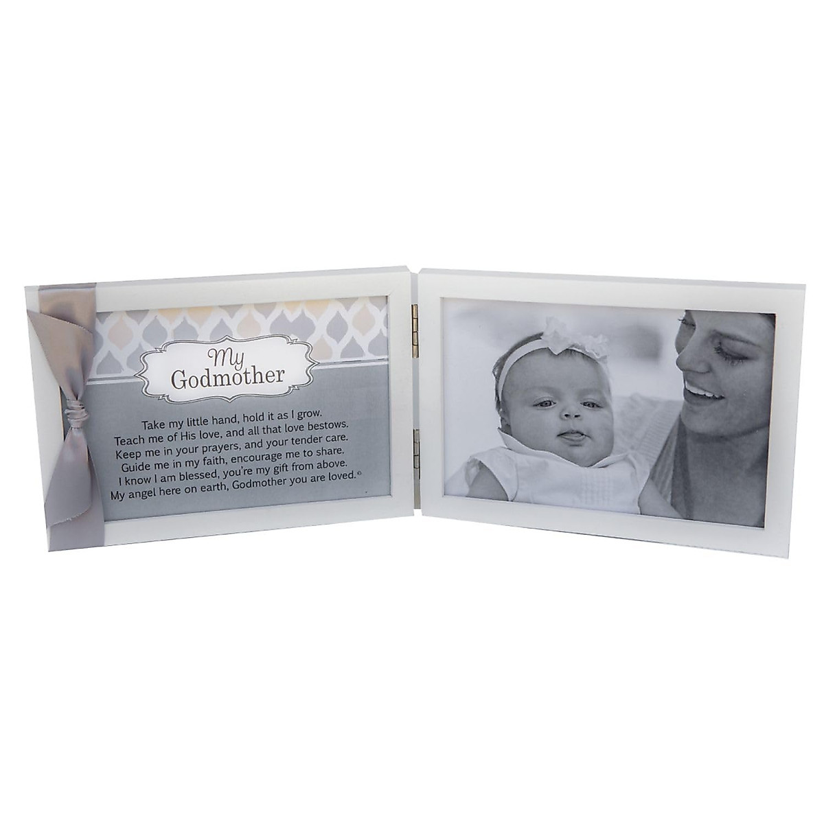 My Godmother, You Are Loved Poem White Double Hinged 4 x 6 Photo Frame with Ribbon