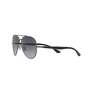 Ray-Ban RB3675 Aviator Sunglasses, Gunmetal/Blue Gradient Blue Polarized, 58 mm