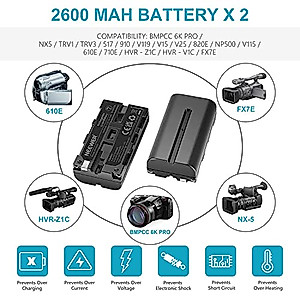 NEEWER NP-F550 Battery Charger Set Compatible with Sony NP-F970 F750 F770 F960 F550 F530 F330 F570 CCD-SC55 TR516 TR716 TR818 TR910 TR917, NEEWER Led Light/Monitor/Camera Slider (2 Pack, Black)