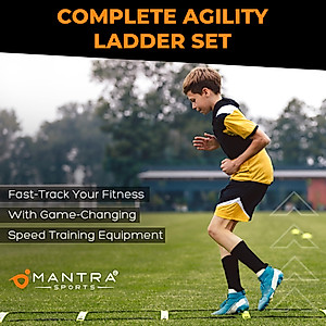 Soccer Training Equipment Agility Ladder Set, Sports Speed & Agility Training Equipment Kit with Cones & Drills, Speed Training Ladder for Footwork, Football Training Equipment
