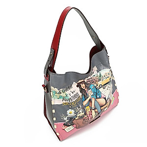 Nicole Lee Journey of Stephanie Shoulder Bag, Large Vegan Leather Hobo Handbag with Optional Crossbody Strap